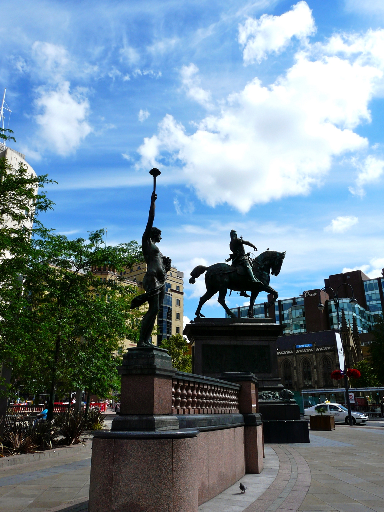 Equestrian statue of Prince of Wales Edward in Leeds UK