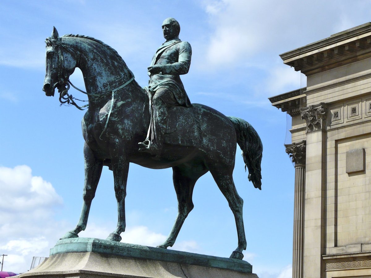 Equestrian statue of Prince consort Albert in Liverpool UK