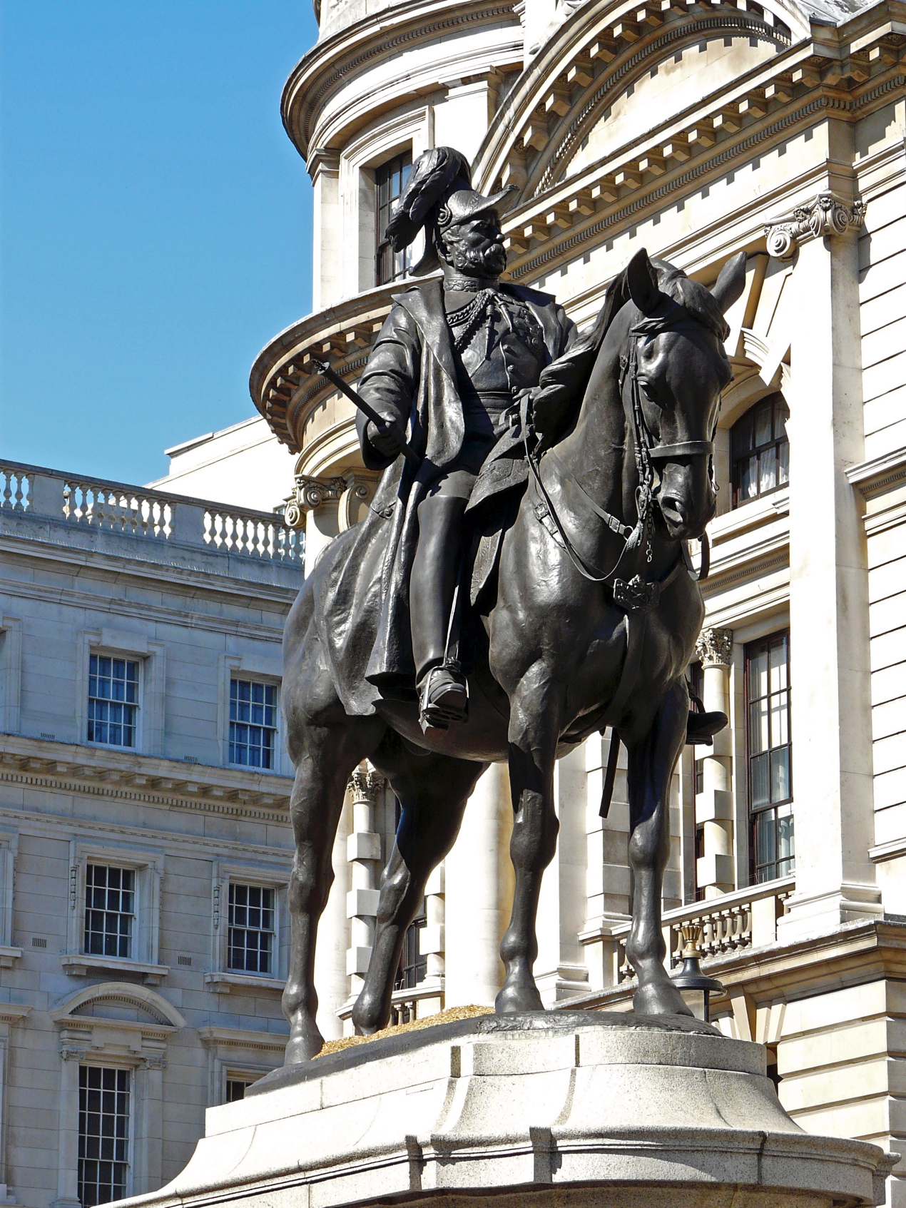 Equestrian statue of Duke of Cambridge George in London UK
