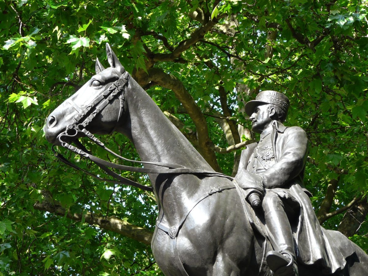 Equestrian statue of Ferdinand Foch in London UK