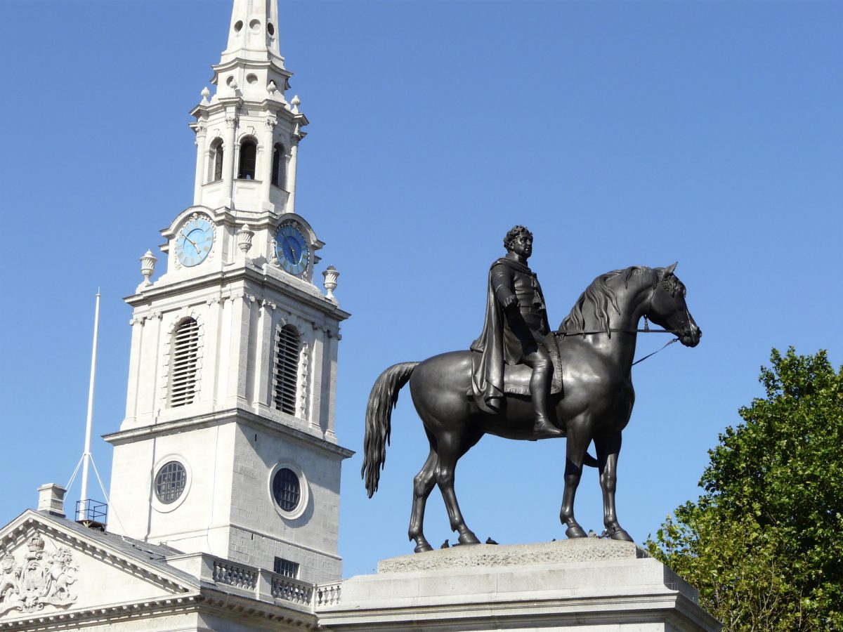 Equestrian statue of George lV in London UK