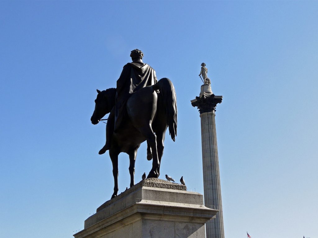 Equestrian statue of George lV in London UK