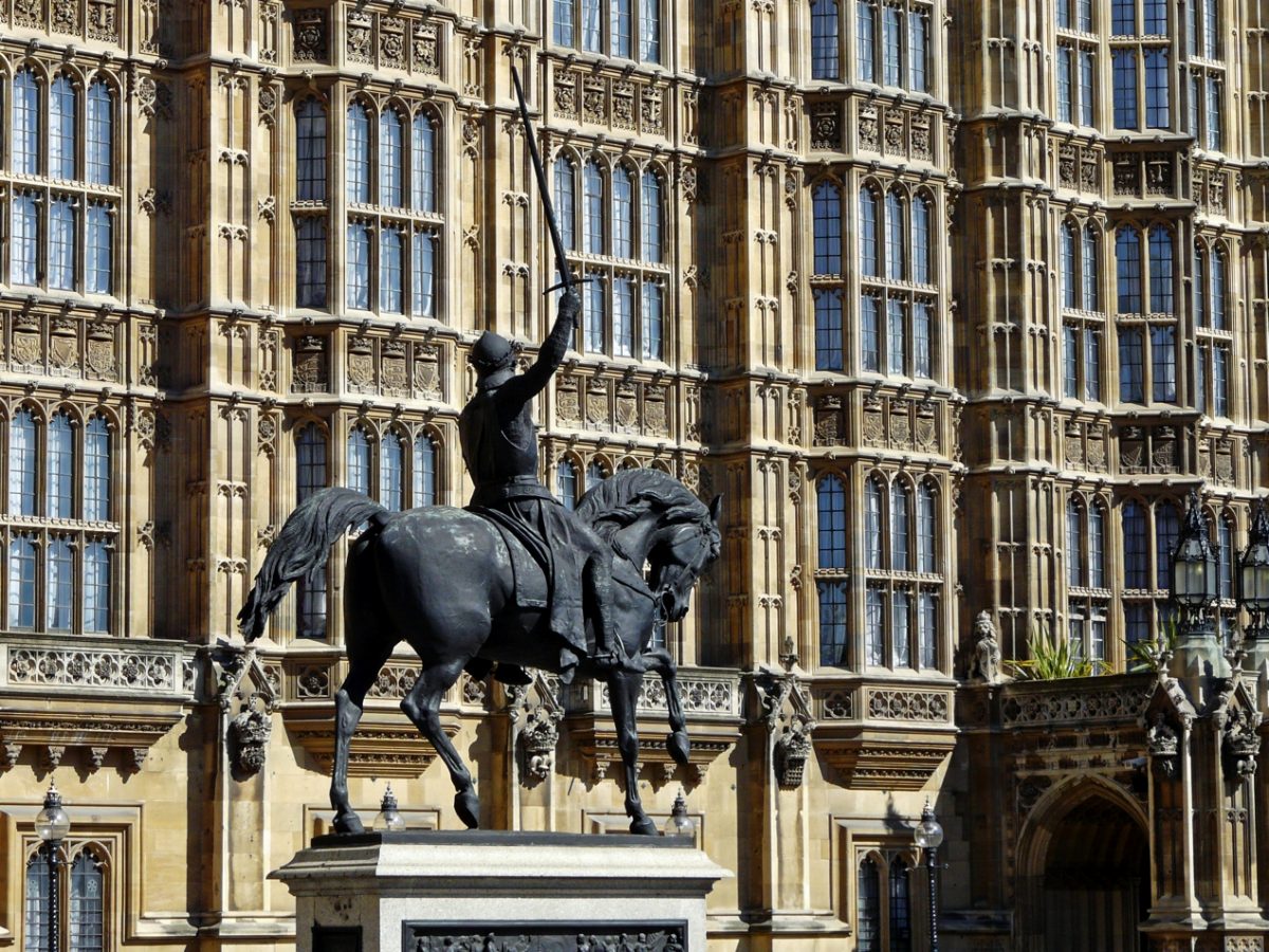 Equestrian statue of Richard l in London UK