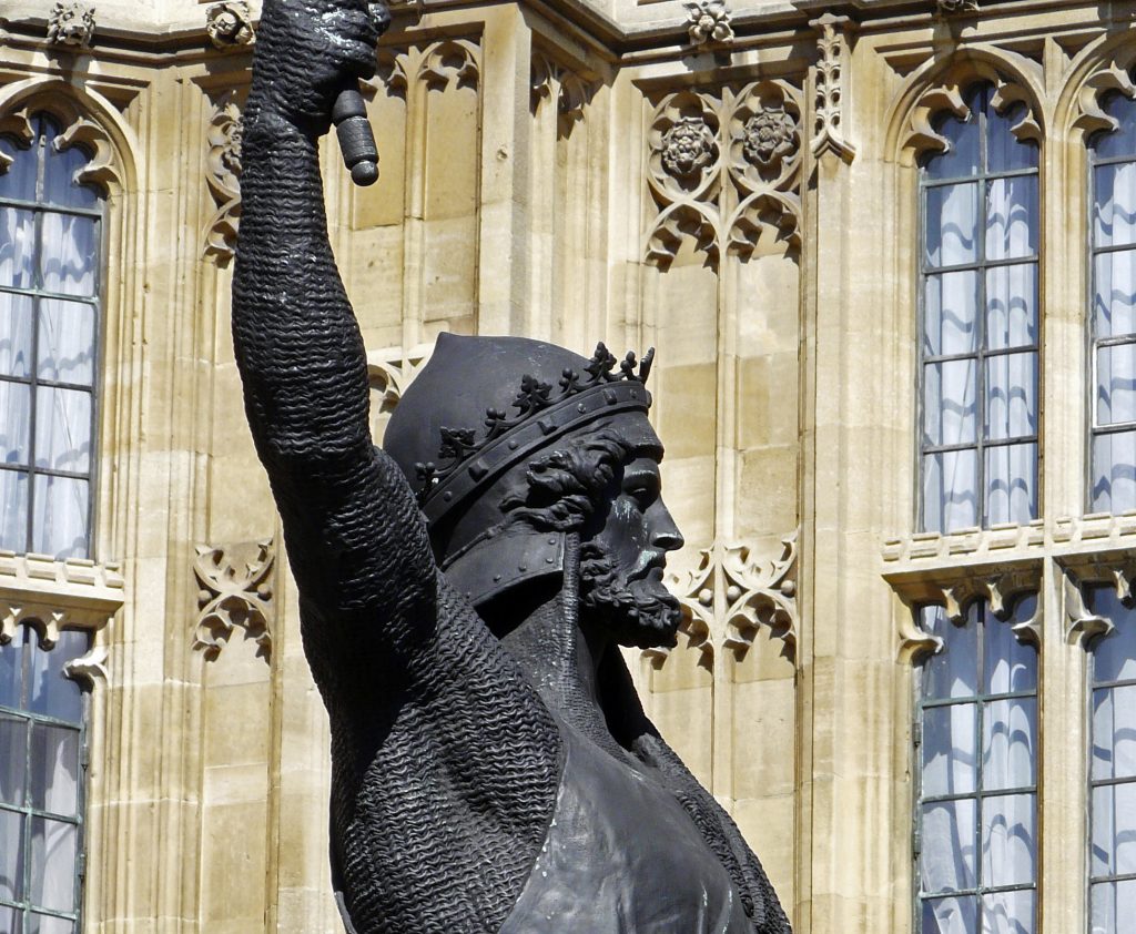 Equestrian statue of Richard l in London UK