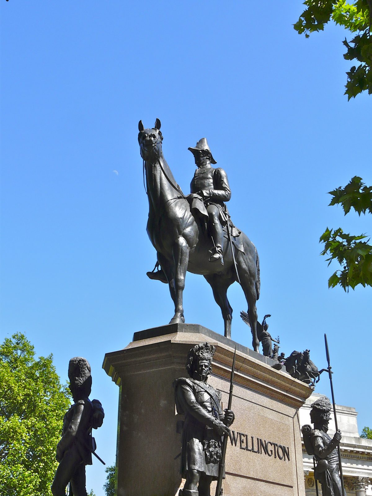 Equestrian statue of Duke of Wellington in London UK