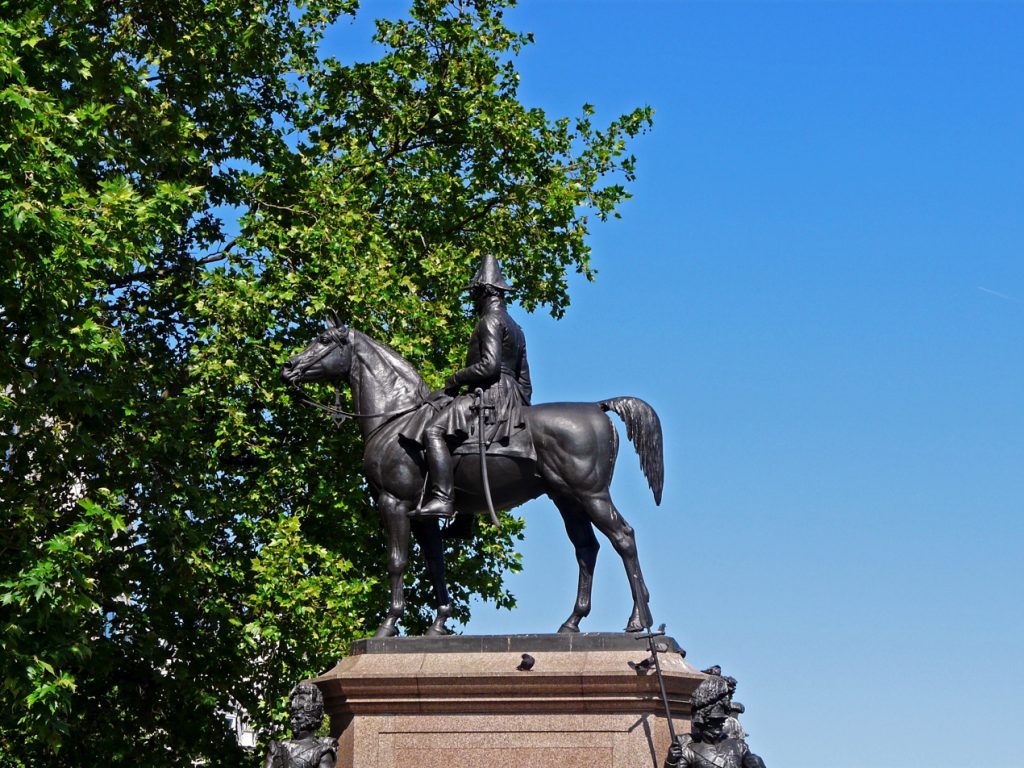 Equestrian statue of Duke of Wellington in London UK
