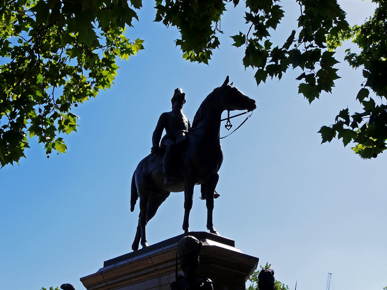 Equestrian statue of Duke of Wellington in London UK