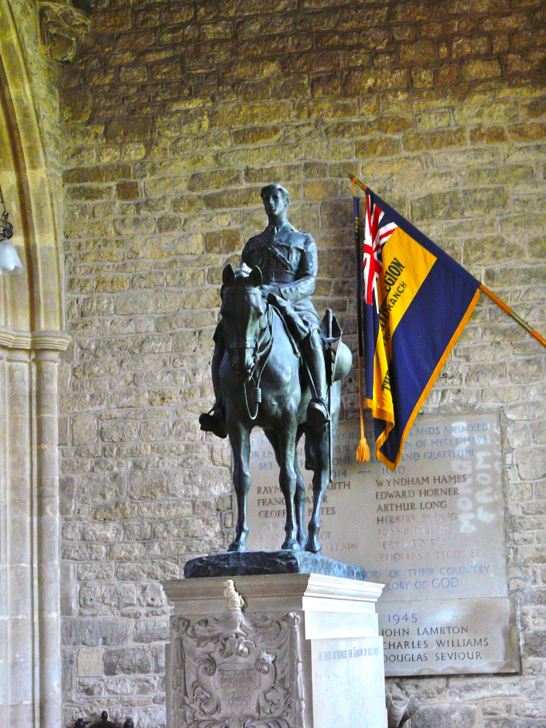 Equestrian statue of Edward Horner in Mells UK