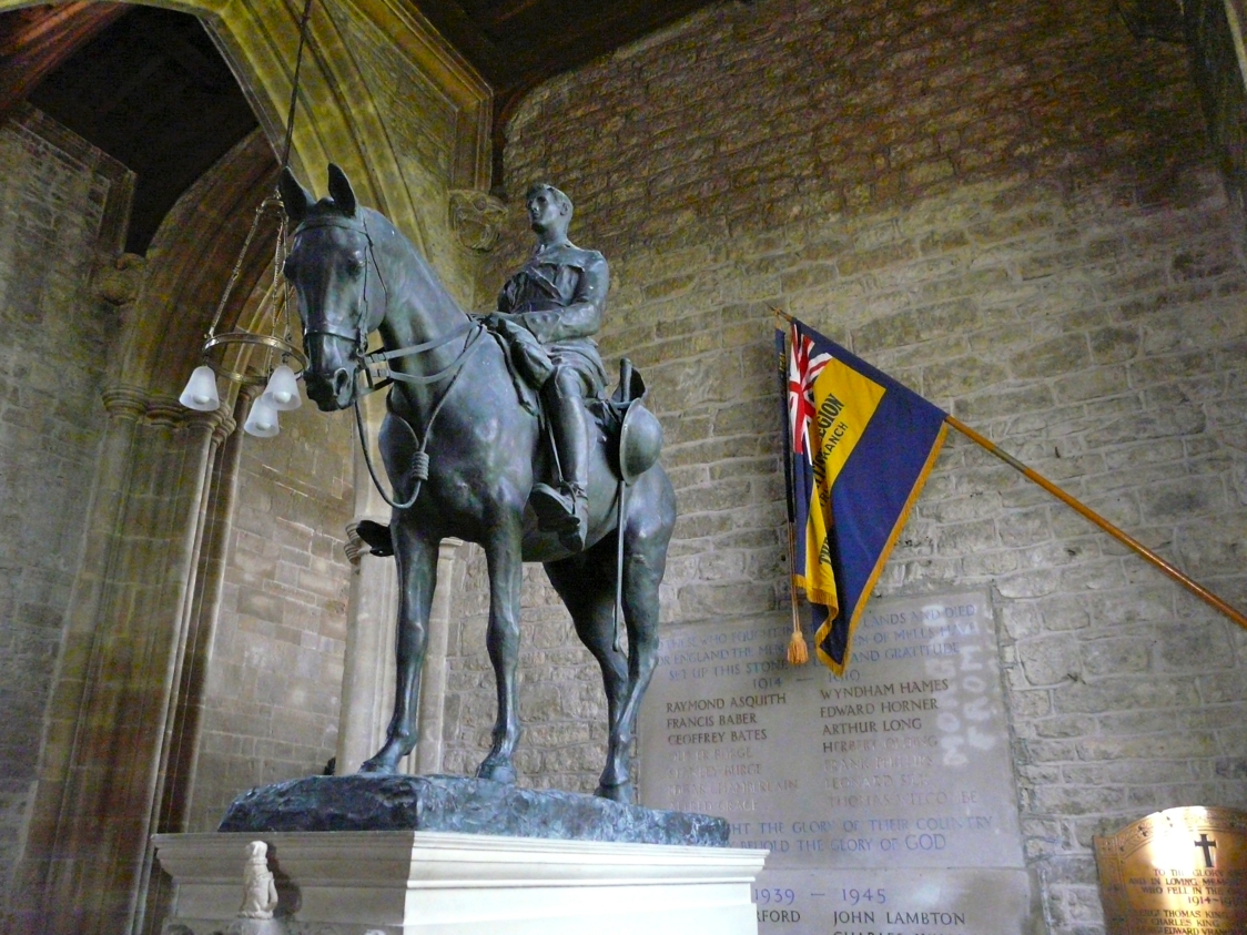 Equestrian statue of Edward Horner in Mells UK