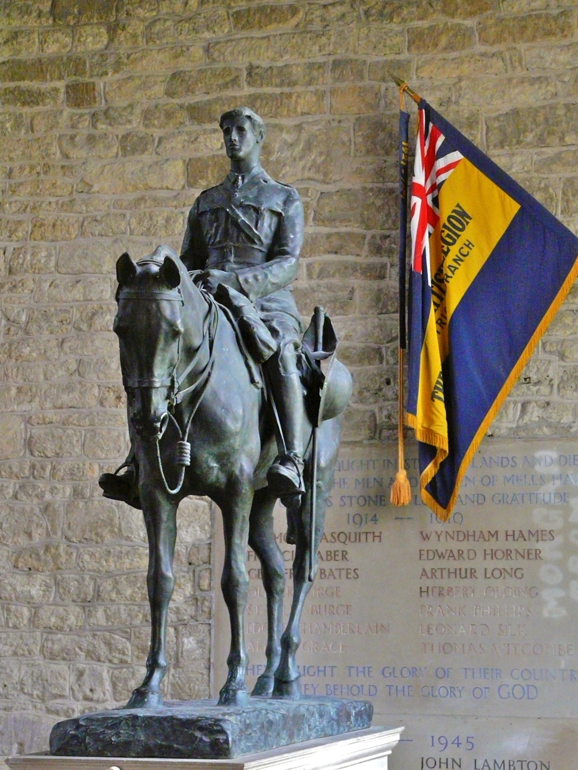 Equestrian statue of Edward Horner in Mells UK
