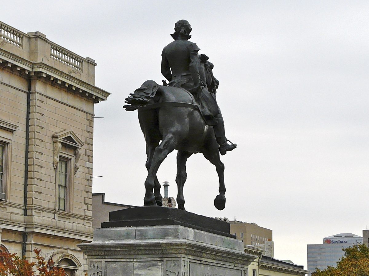 Equestrian statue of Lafayette in MD Baltimore US