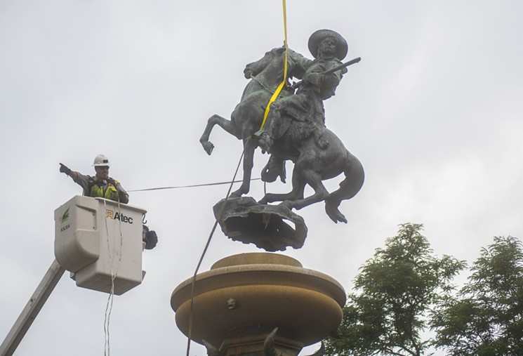 Equestrian statue of Kit Carson in CO Denver US