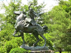 Equestrian statue of Sybil Ludington in NY Carmel US
