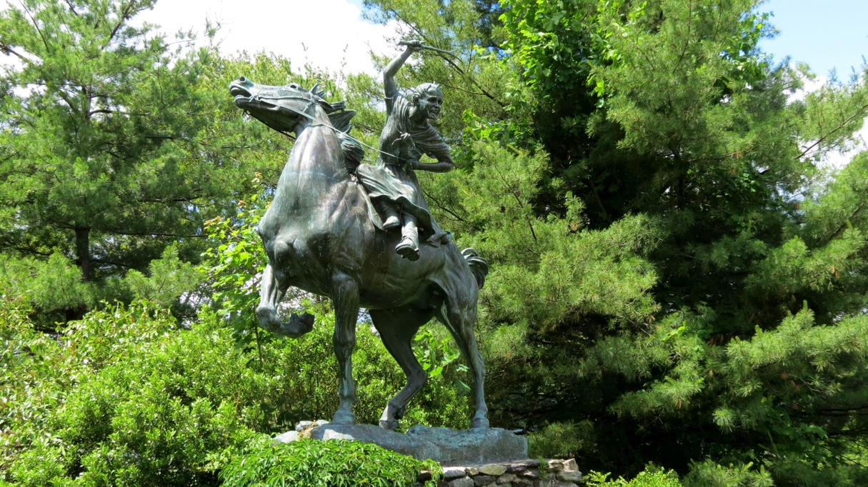 Equestrian statue of Sybil Ludington in NY Carmel US