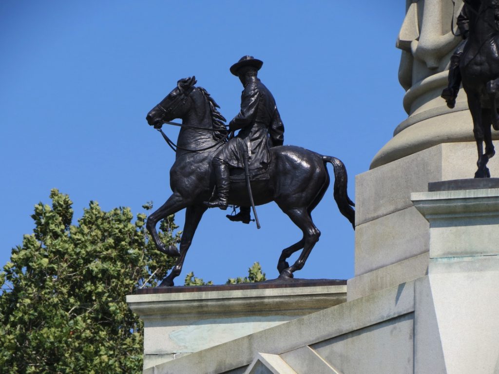 Equestrian statue of Samuel Ryan Curtis in IA Des Moines US