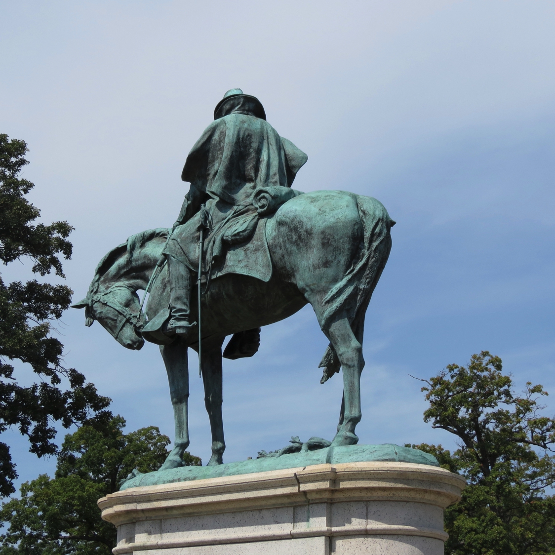 Equestrian statue of Alpheus Starkey Williams in MI Detroit US