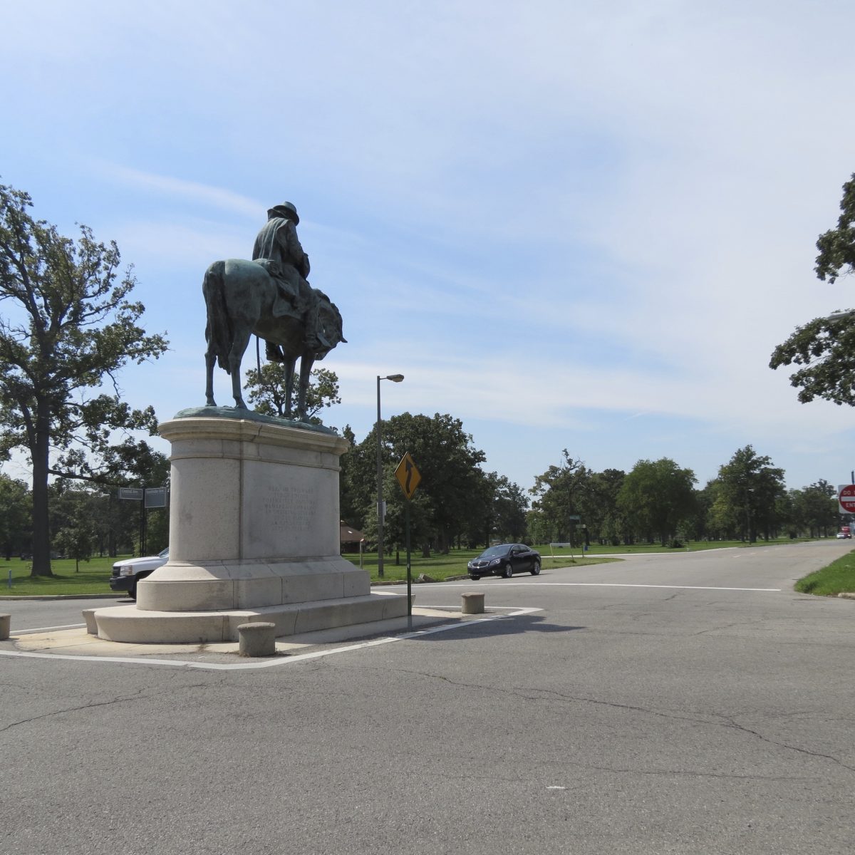 Equestrian statue of Alpheus Starkey Williams in MI Detroit US