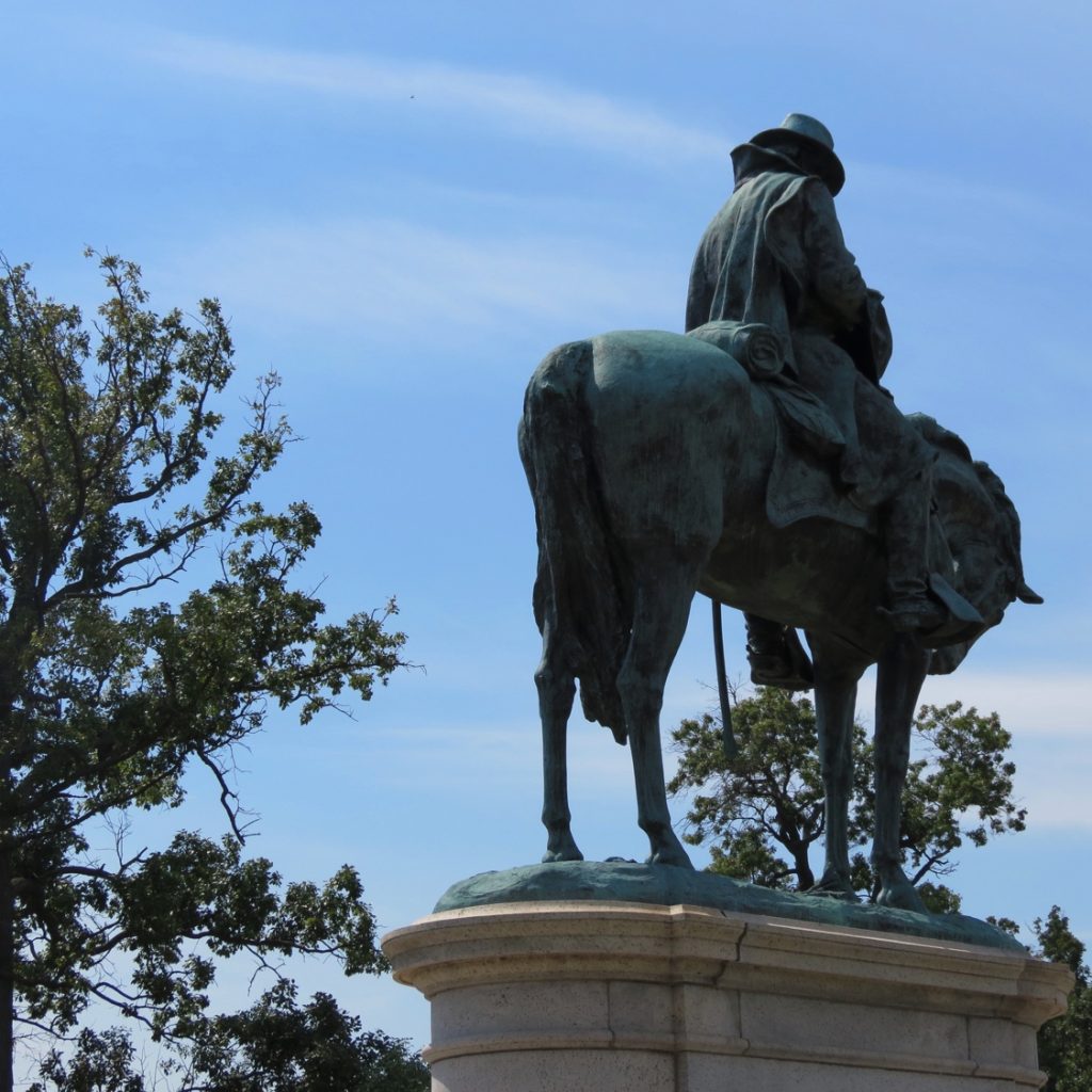 Equestrian statue of Alpheus Starkey Williams in MI Detroit US