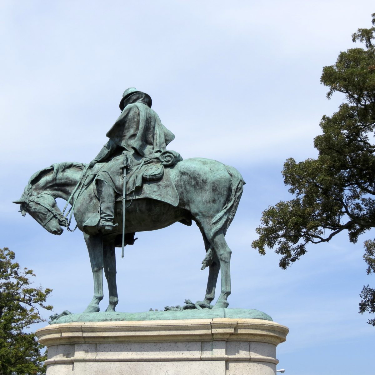 Equestrian statue of Alpheus Starkey Williams in MI Detroit US
