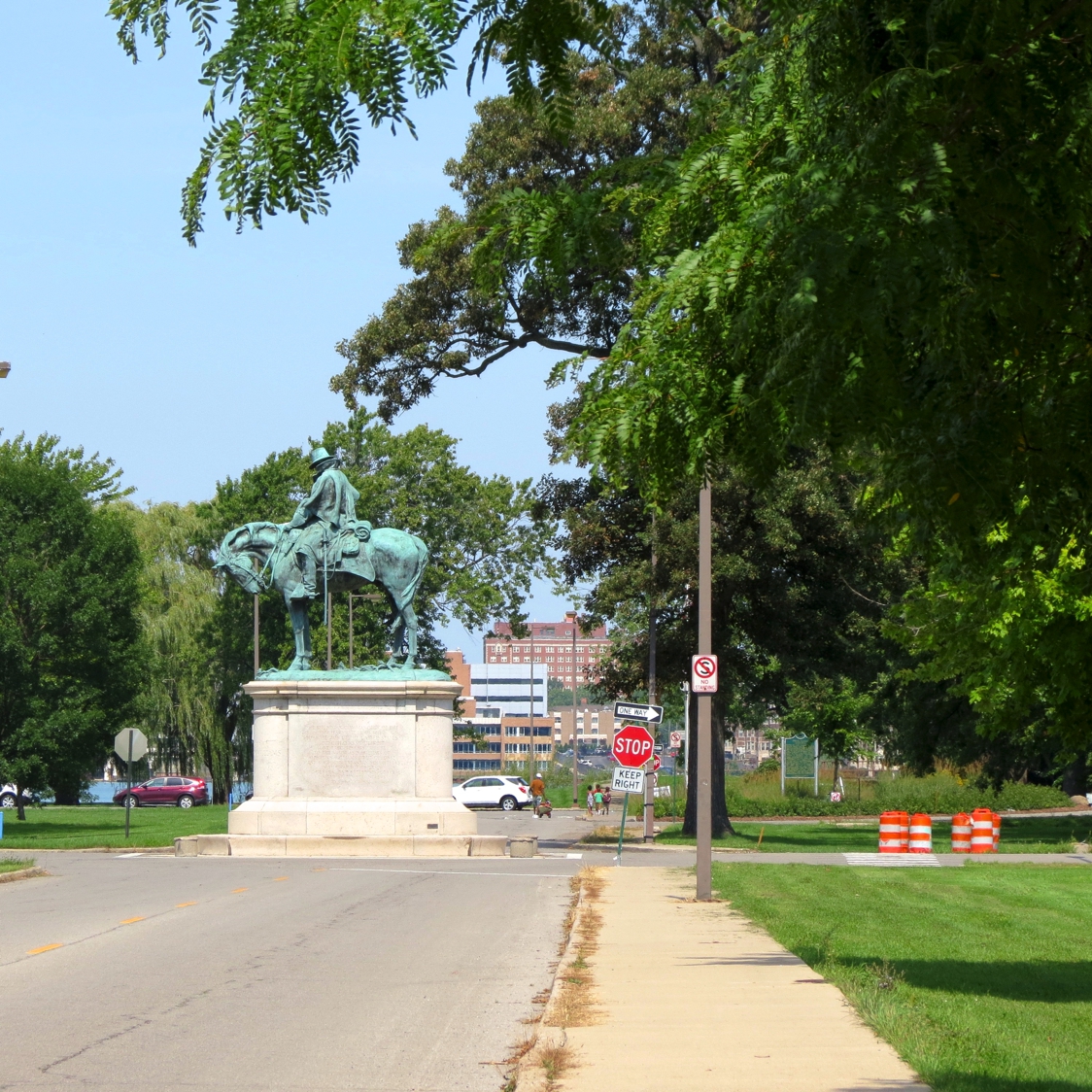 Equestrian statue of Alpheus Starkey Williams in MI Detroit US