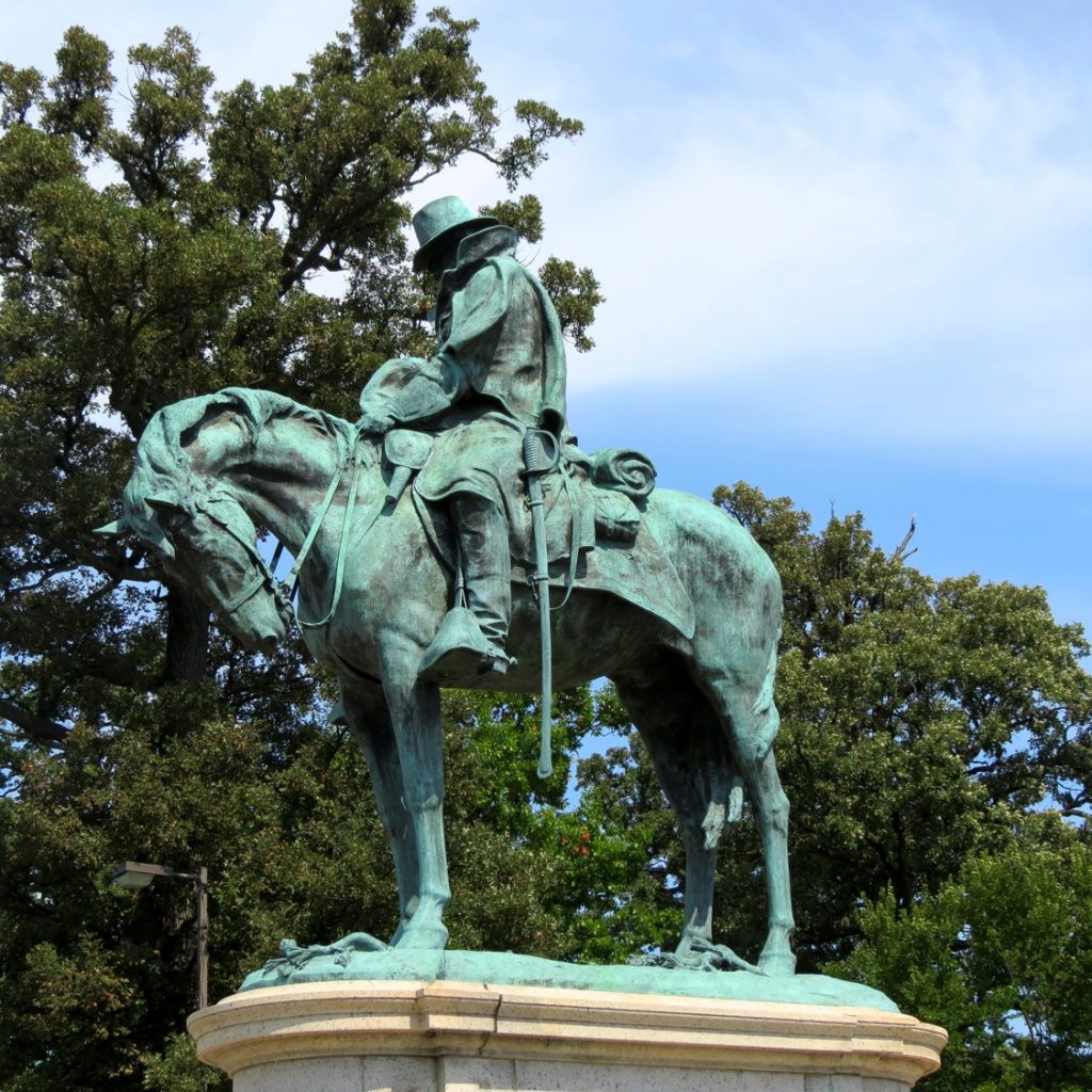 Equestrian statue of Alpheus Starkey Williams in MI Detroit US