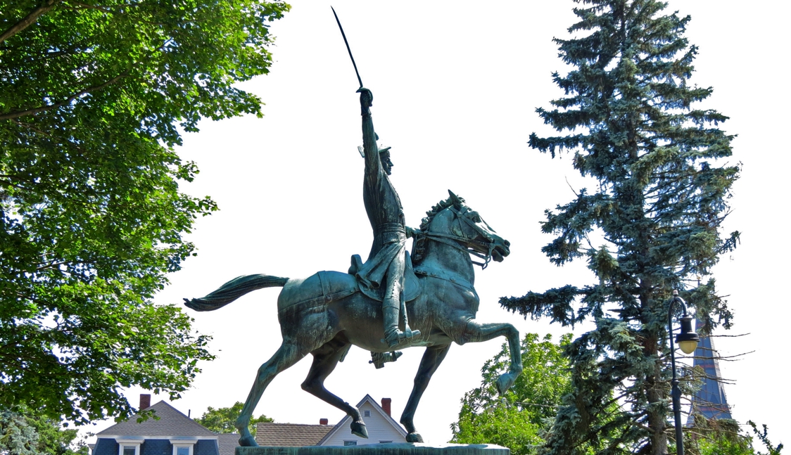 Equestrian statue of Casimir Pulaski in NH Manchester US
