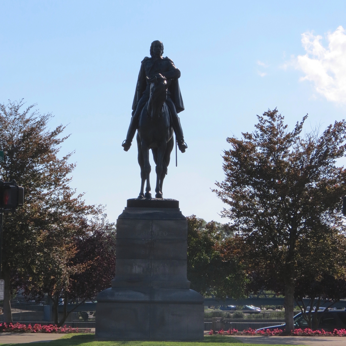 Equestrian statue of George Armstrong Custer in MI Monroe US