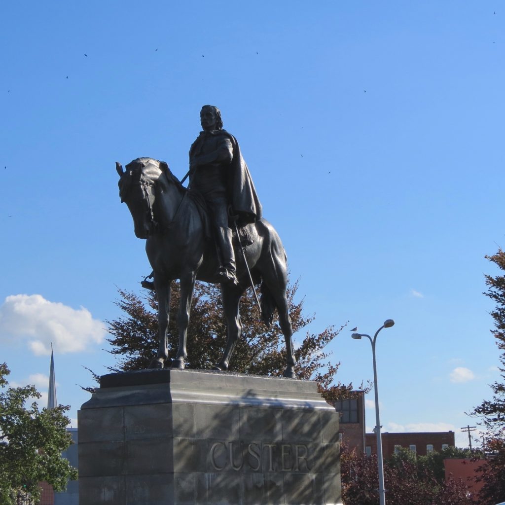 Equestrian statue of George Armstrong Custer in MI Monroe US