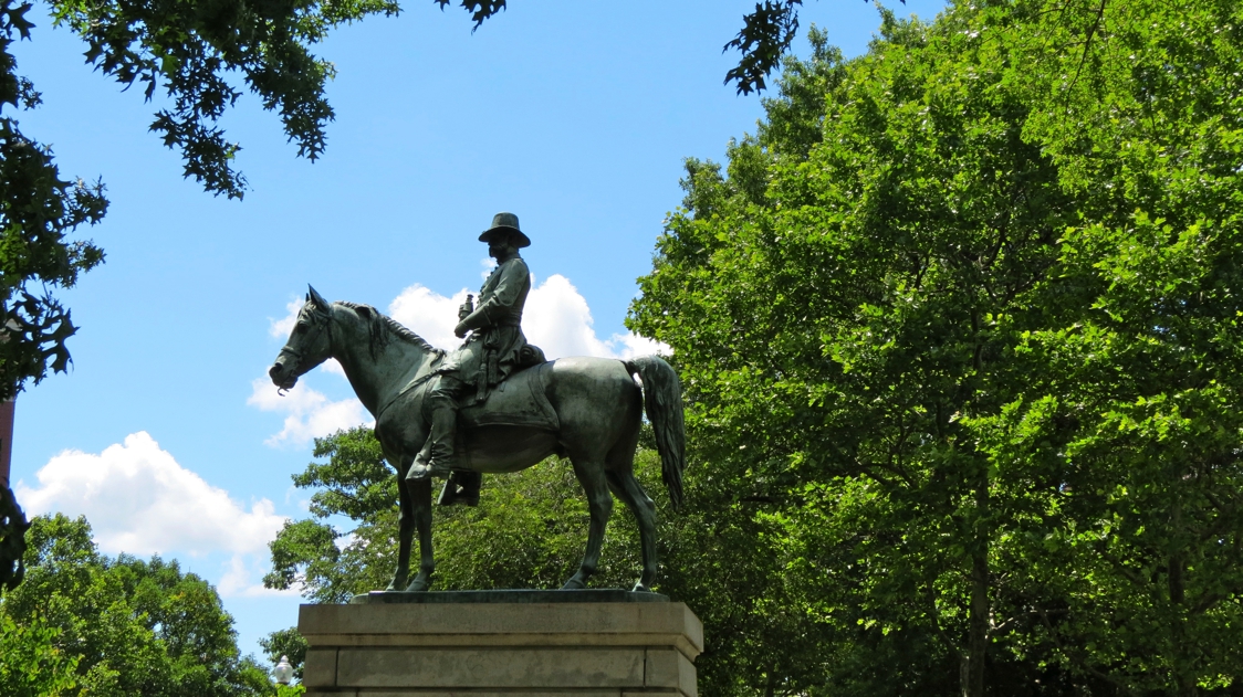 Equestrian statue of Ambrose Burnside in RI Providence US