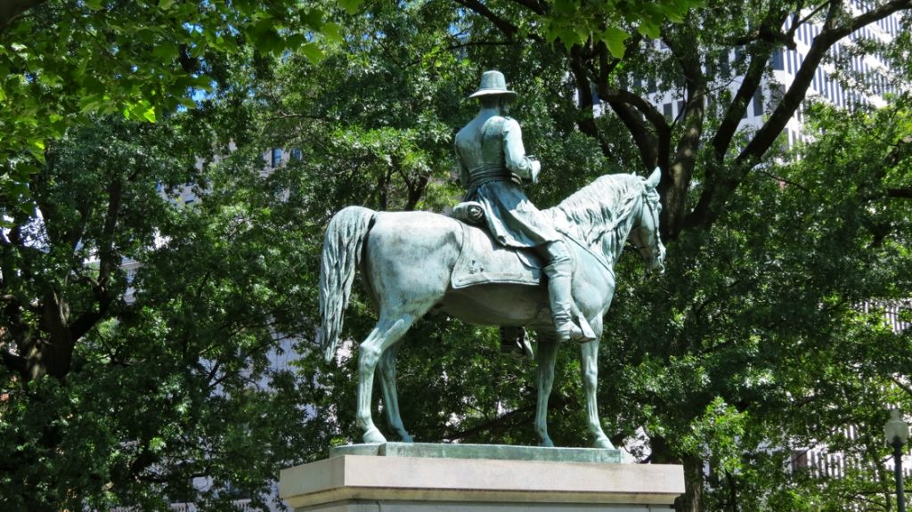 Equestrian statue of Ambrose Burnside in RI Providence US