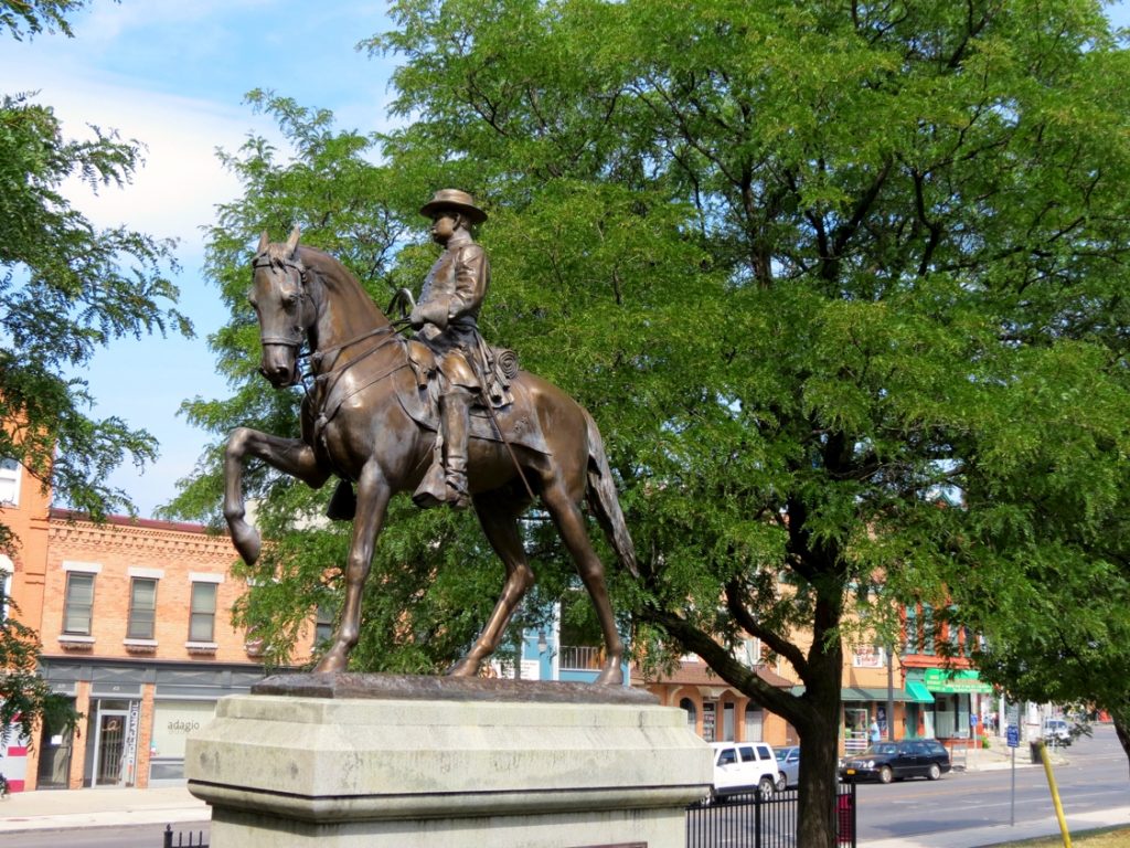 Equestrian statue of Gustavus A. Sniper in NY Syracuse US