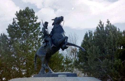 Equestrian statue of Caspar W. Collins in WY Casper US