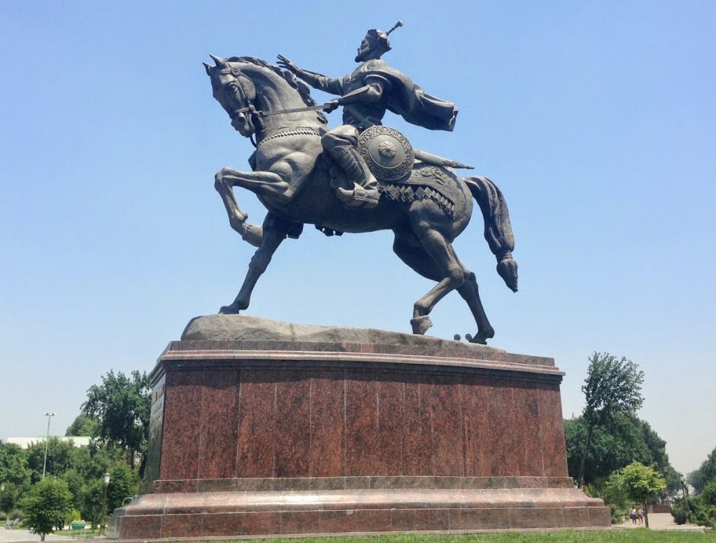 Equestrian statue of Tamerlane (Emir Timur) in Tashkent Uzbekistan