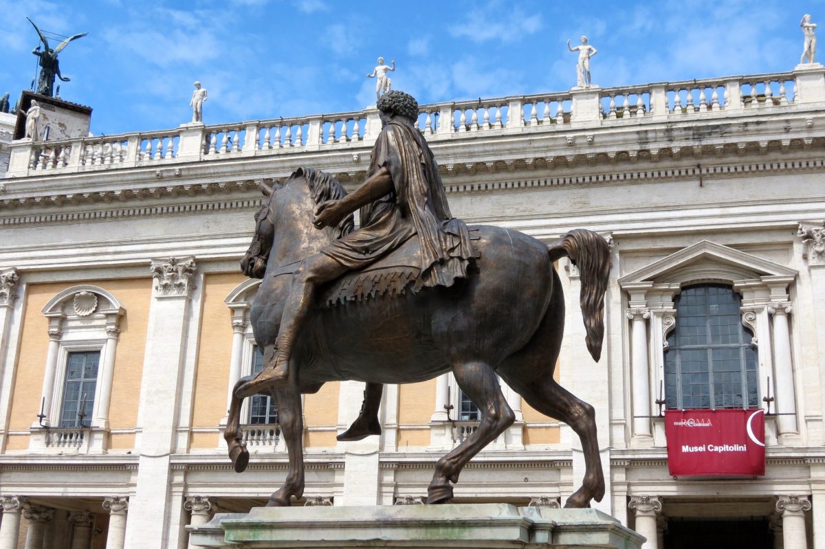 Equestrian statue of Marcus Aurelius in Rome Italy