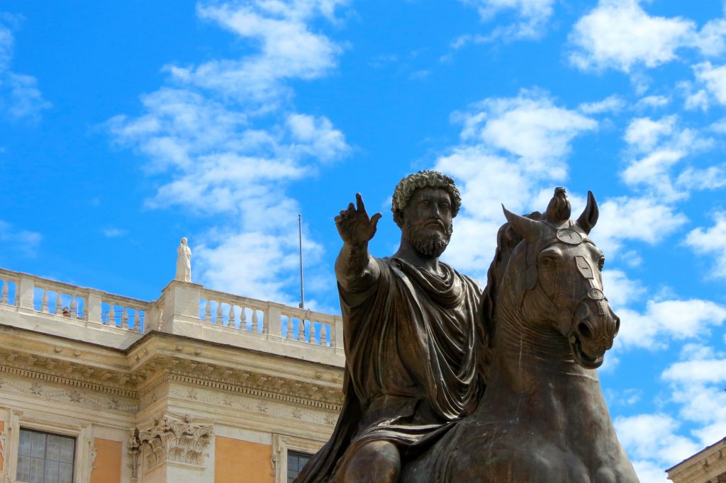 Equestrian statue of Marcus Aurelius in Rome Italy