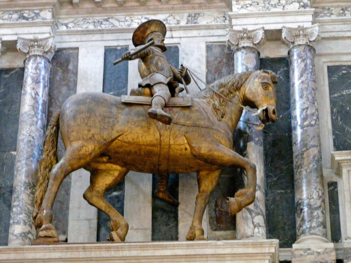 Equestrian statue of Domenico Contarini in Venice Italy