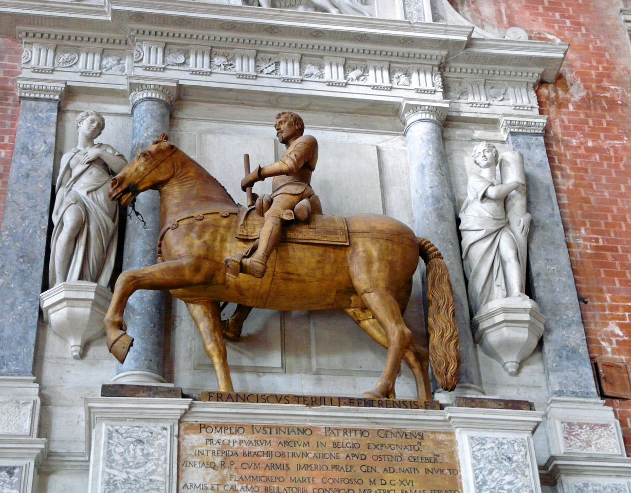 Equestrian statue of Pompeo Giustiniani in Venice Italy