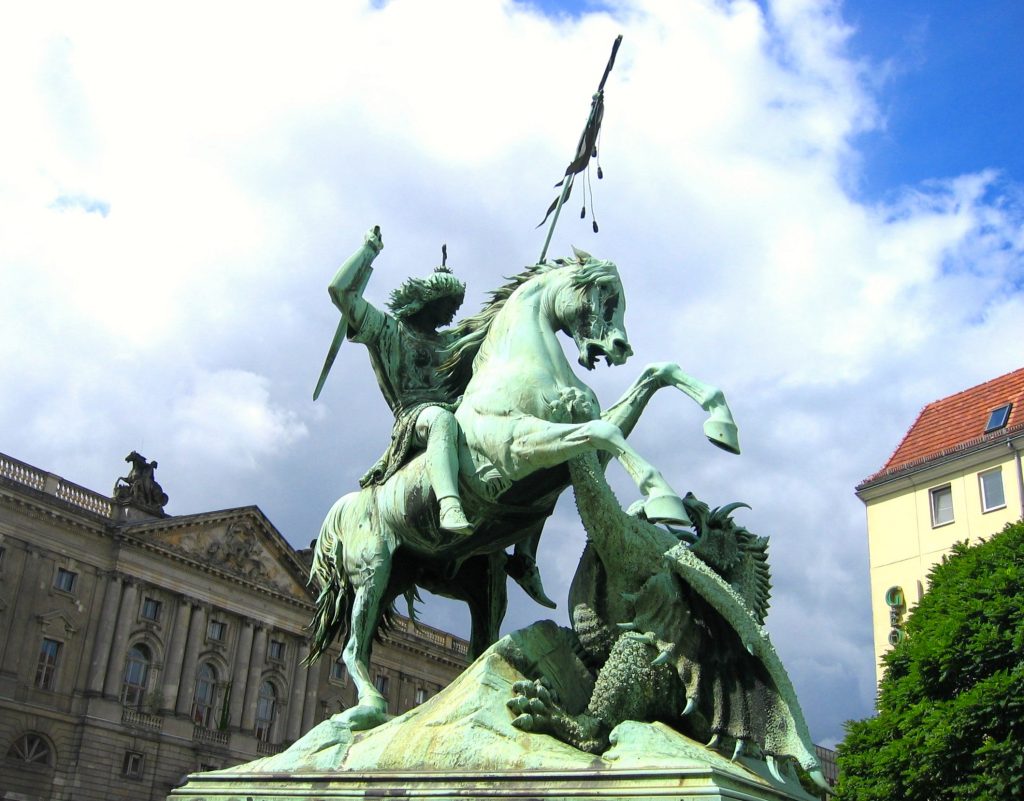 Equestrian statue of Saint George in Berlin Germany