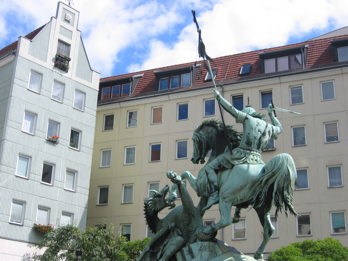 Equestrian statue of Saint George in Berlin Germany