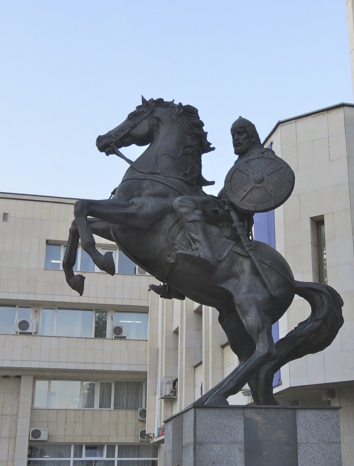 Equestrian statue of Bulgarian warrior in Lovech Bulgaria