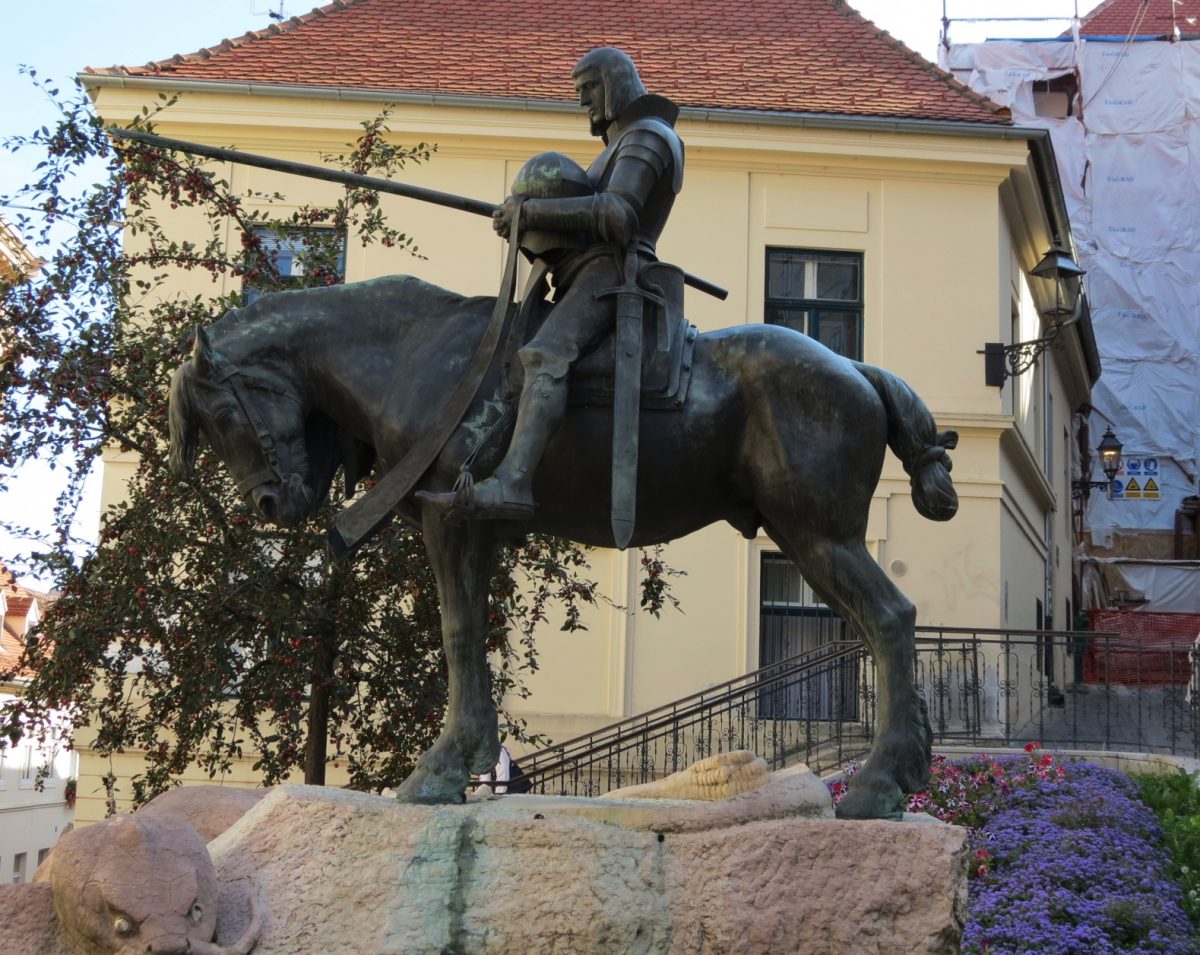 Equestrian statue of Saint George in Zagreb Croatia