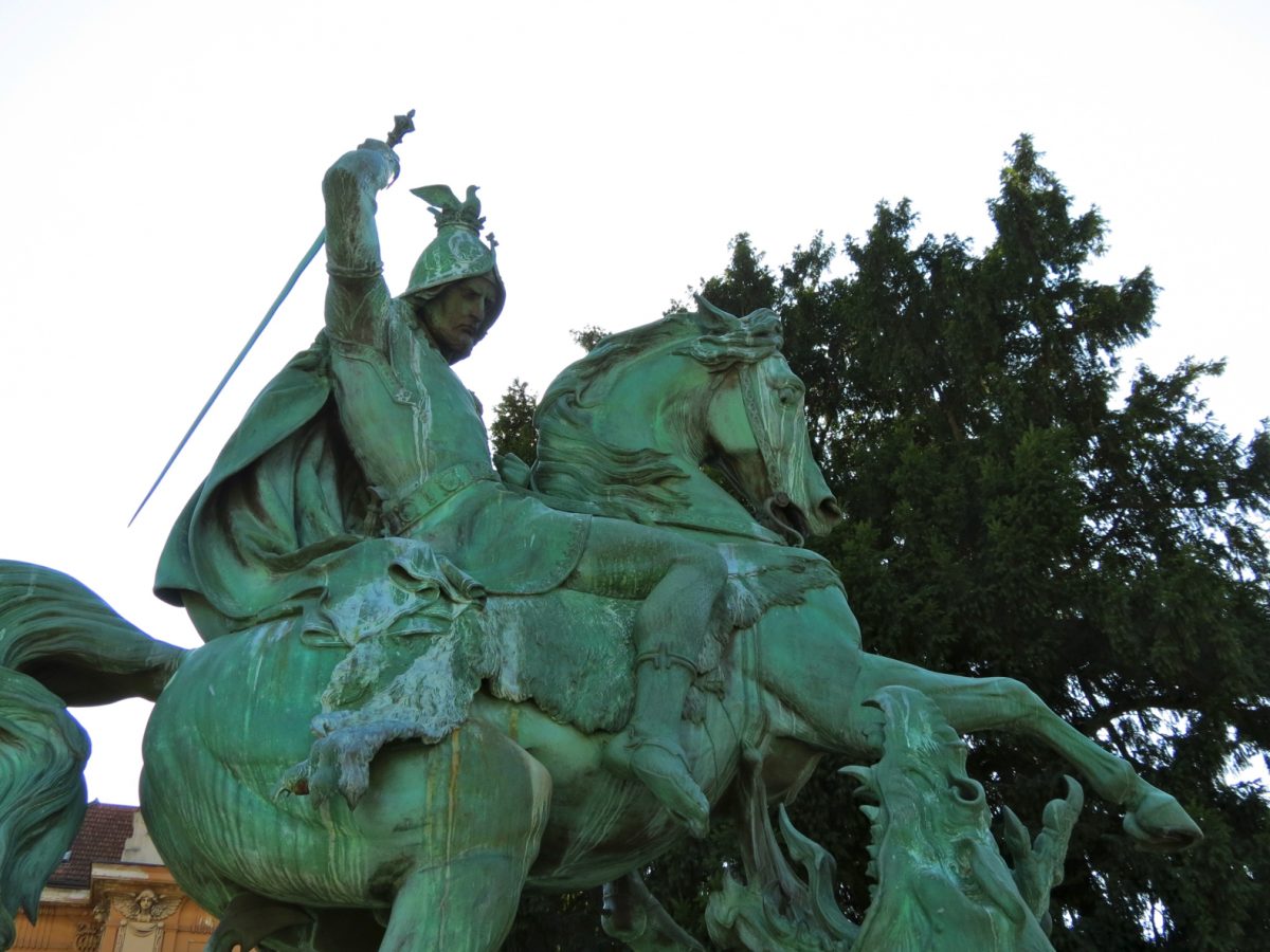 Equestrian statue of Saint George in Zagreb Croatia