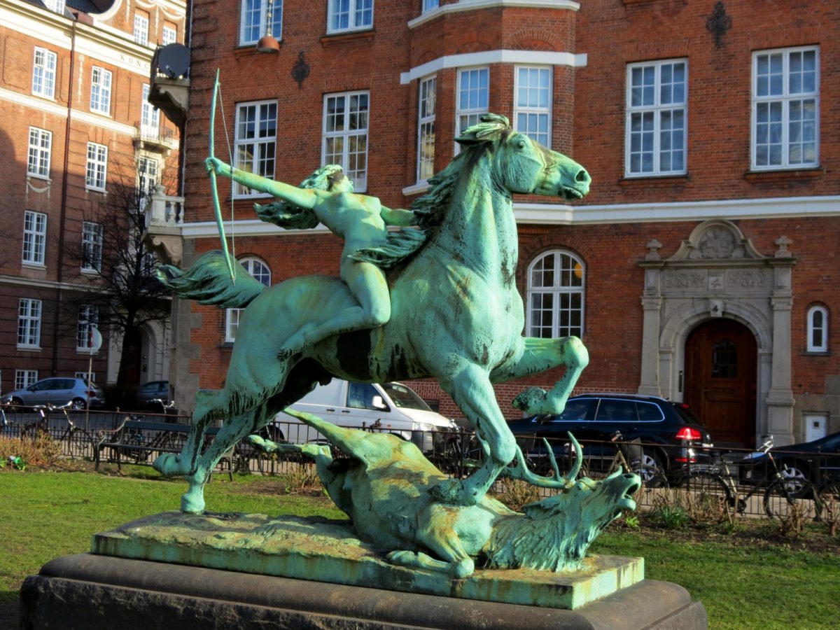 Equestrian statue of Diana on horseback in Copenhagen Denmark