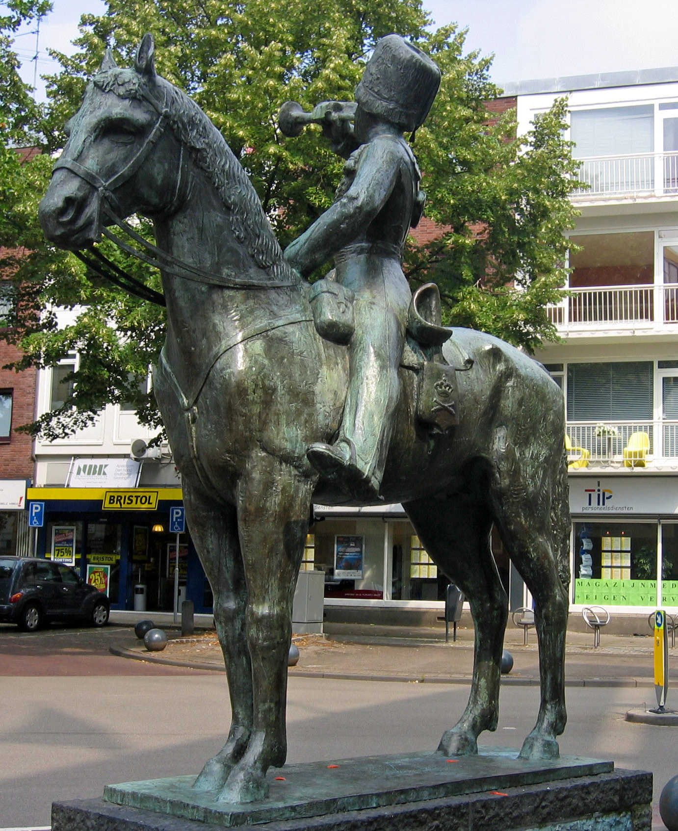 Equestrian statue of Artillery Memorial (the Yellow Riders) in Arnhem ...