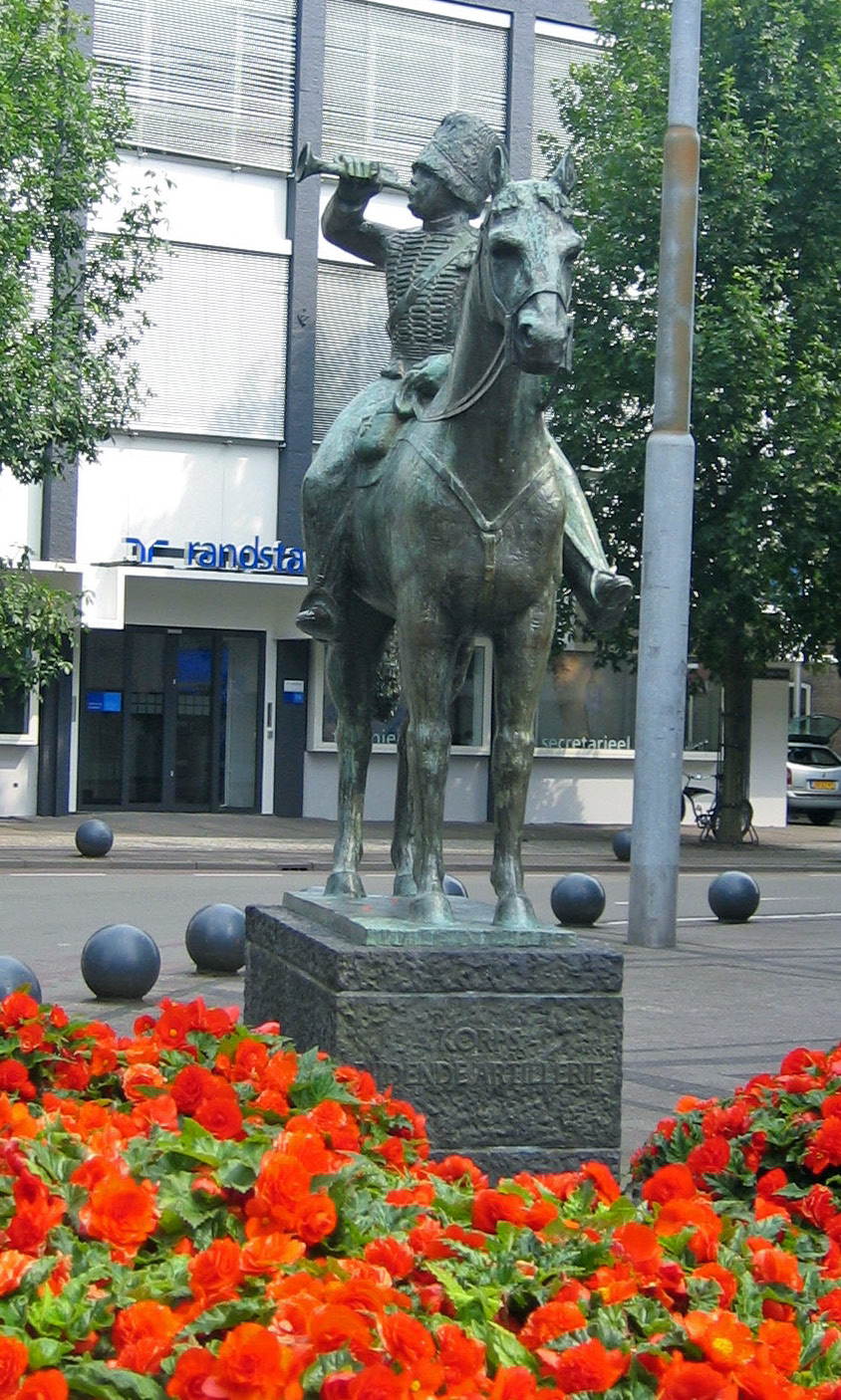Equestrian statue of Artillery Memorial (the Yellow Riders) in Arnhem ...