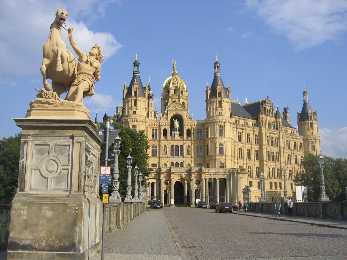 Equestrian statue of Obotrittenfürst Niklot in Schwerin Germany