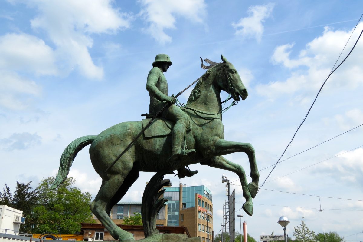 Equestrian statue of Leibdragonerdenkmal Cavalry memorial in Karlsruhe ...
