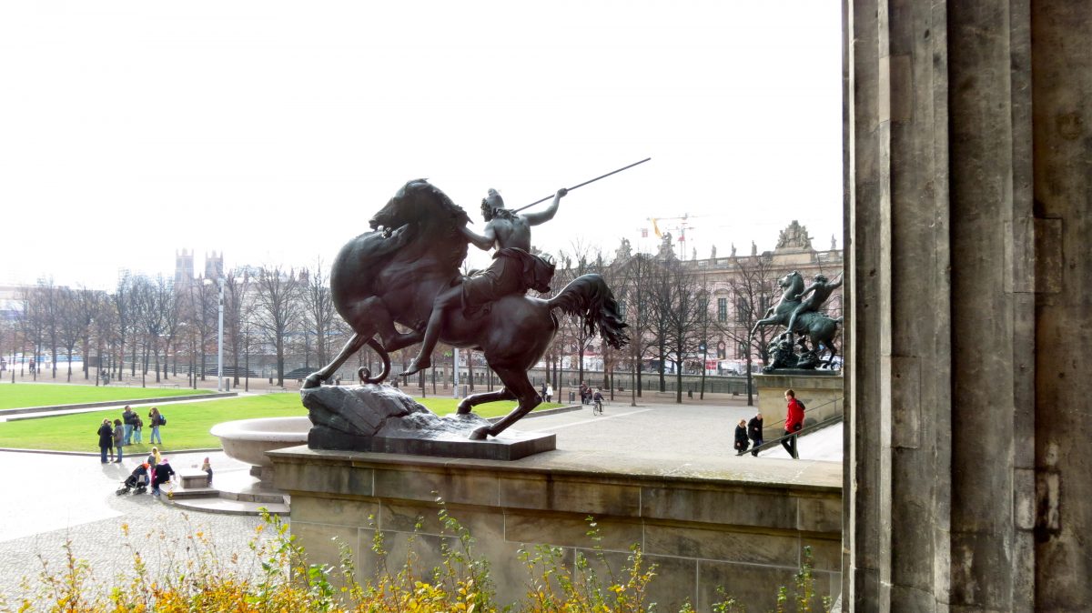 Equestrian statue of Amazon attacked in Berlin Germany
