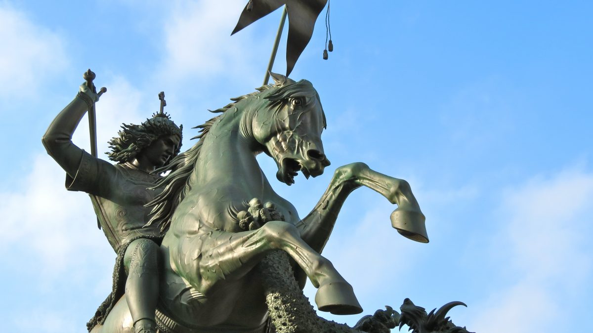 Equestrian statue of Saint George in Berlin Germany