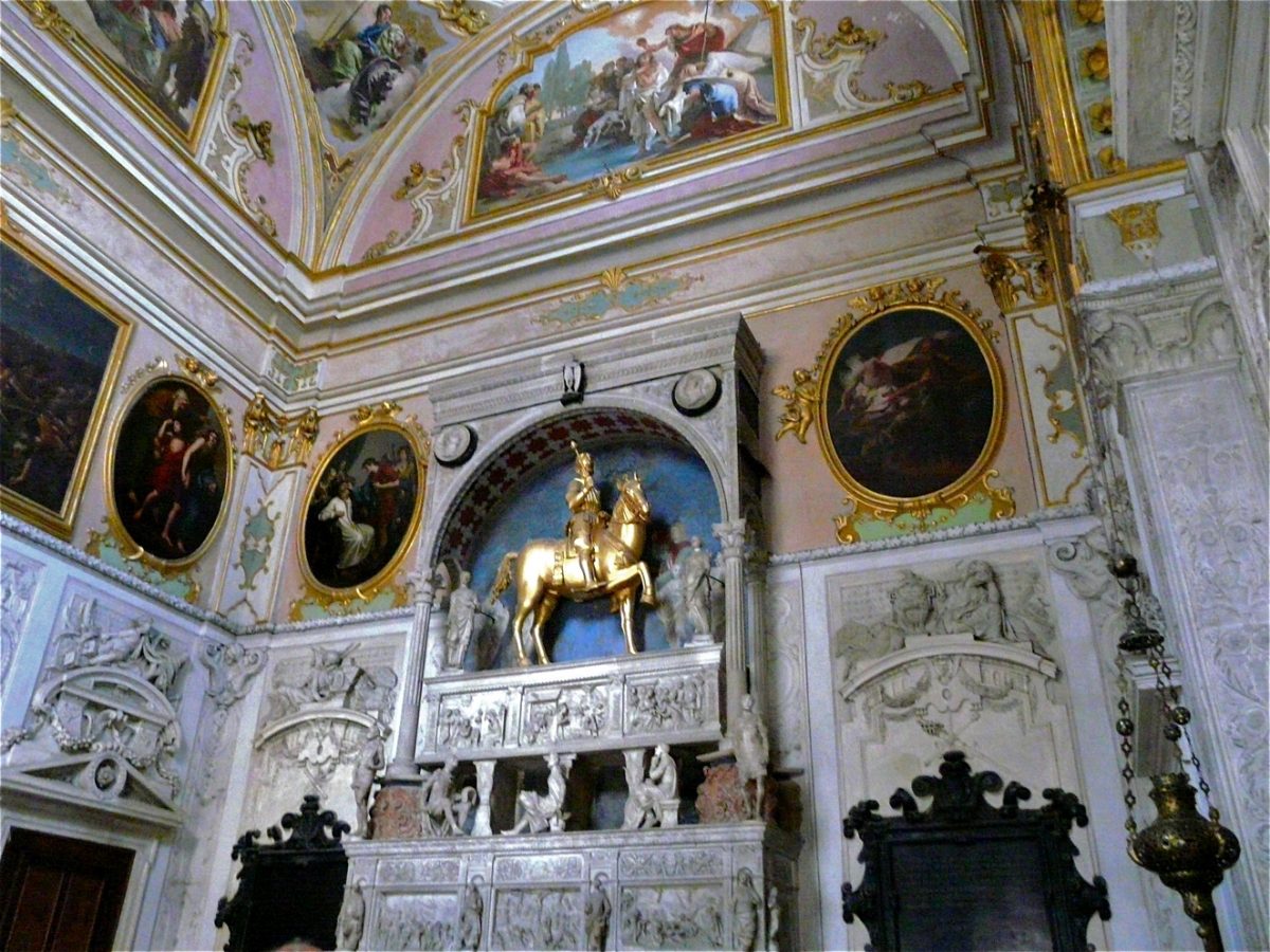 Equestrian statue of Bartolomeo Colleoni in Bergamo Italy